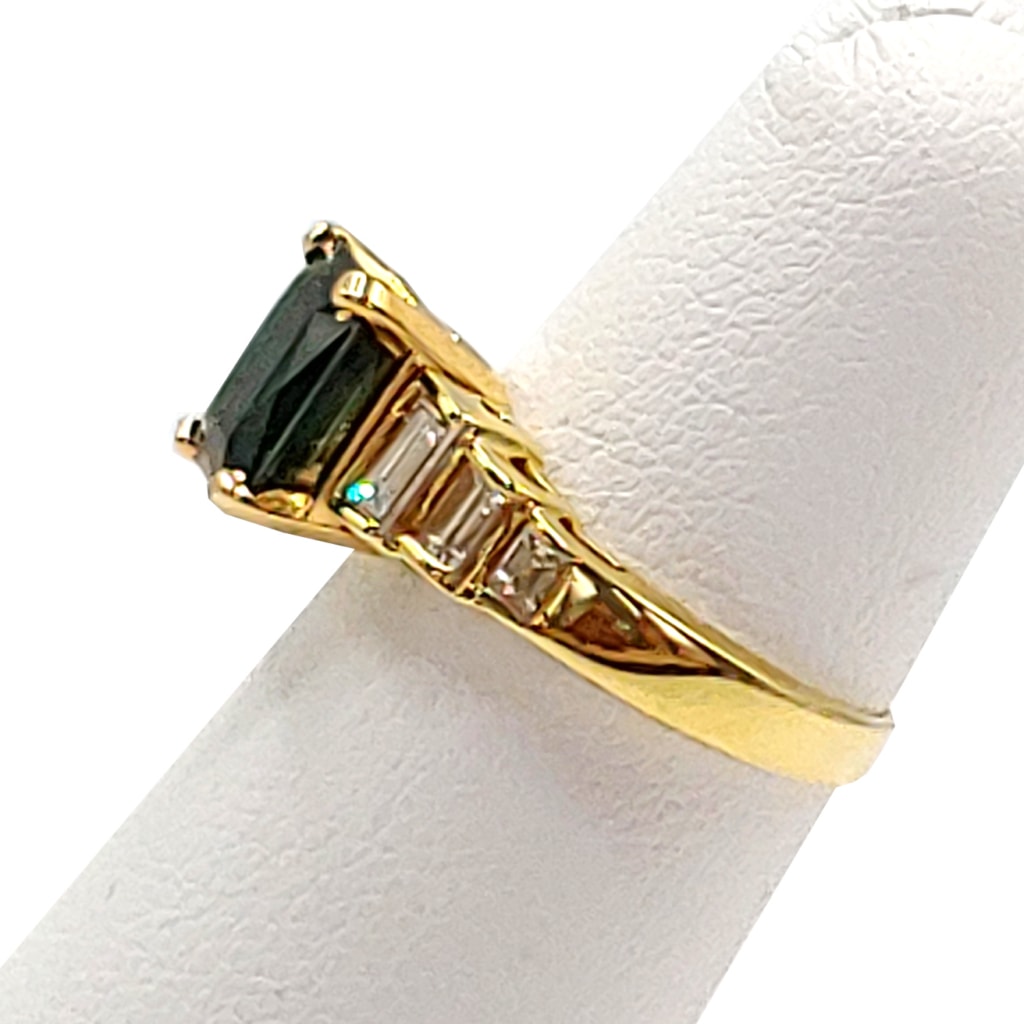 Lab Created Emerald and Diamond Ring