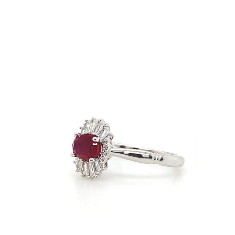 Ruby and Diamond East-West Design Engagement Ring