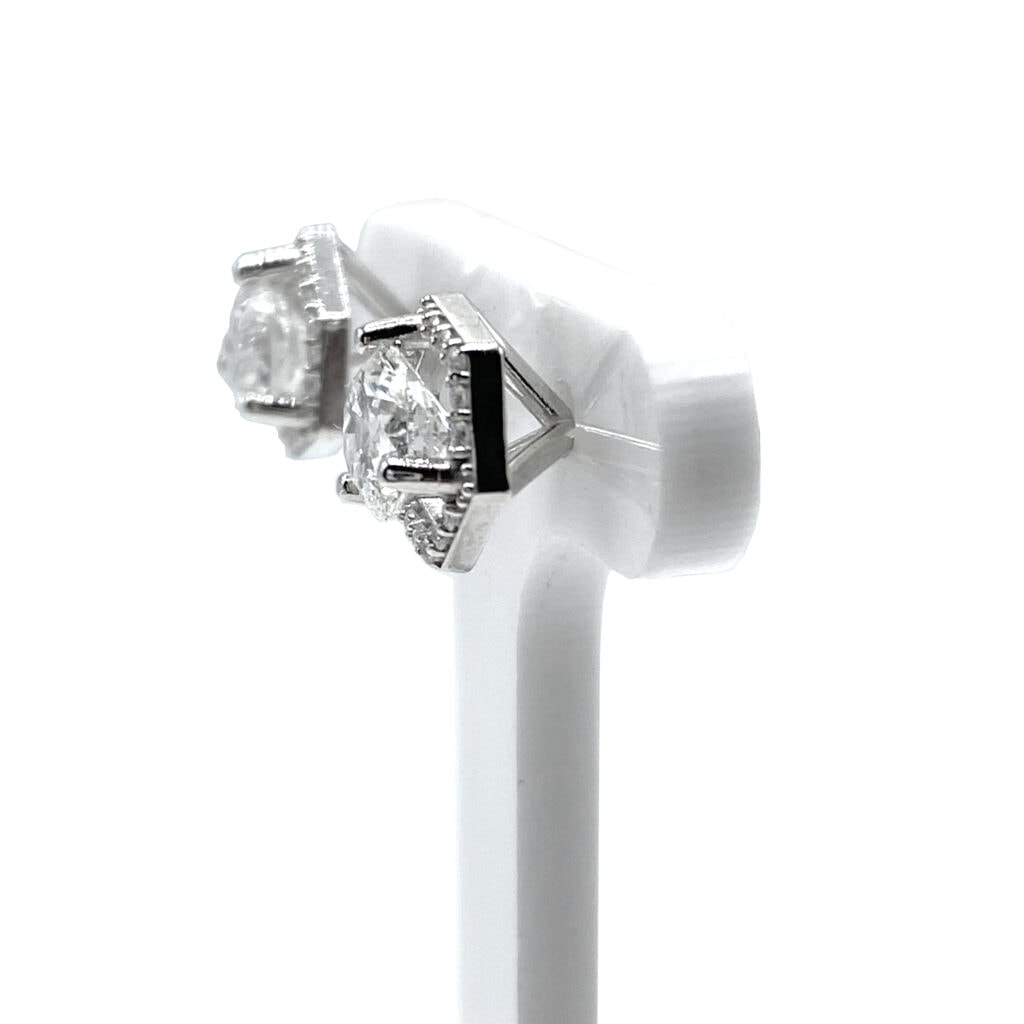 Hexagon Shaped Diamond Halo Earrings | blingadvisor.com