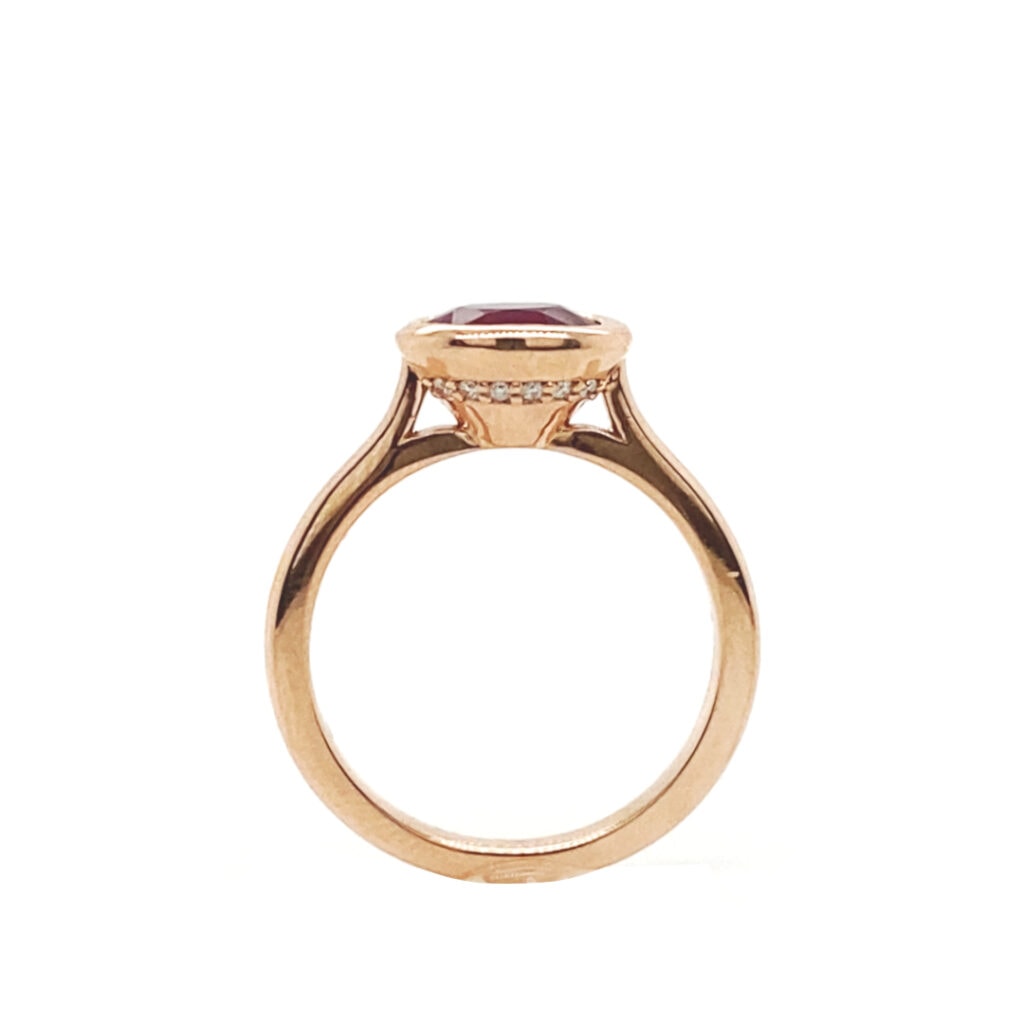 East-West Design Ruby and Diamond Engagement Ring