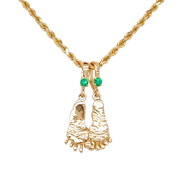 Custom 14K Gold Baby Feet & Birthstone Charms for Gem Gossip ...
