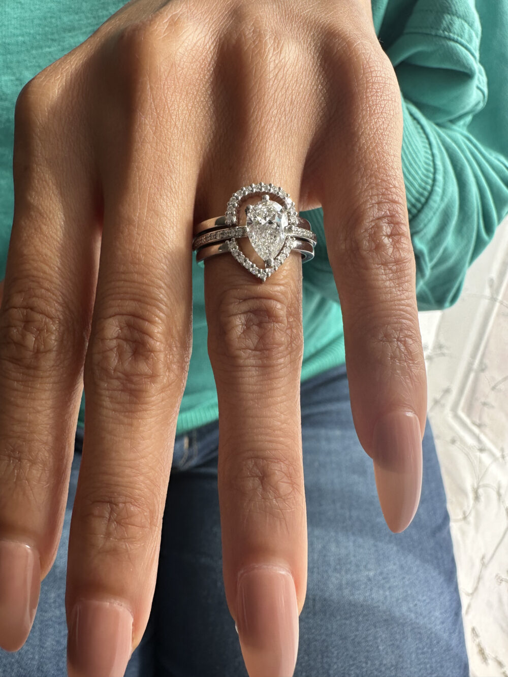 Pear Diamond Engagement Ring with Contour Bands | blingadvisor.com