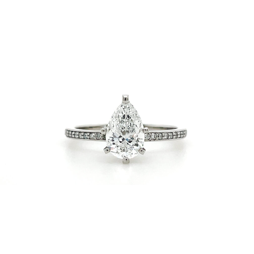 Pear Diamond Engagement Ring with Contour Bands | blingadvisor.com