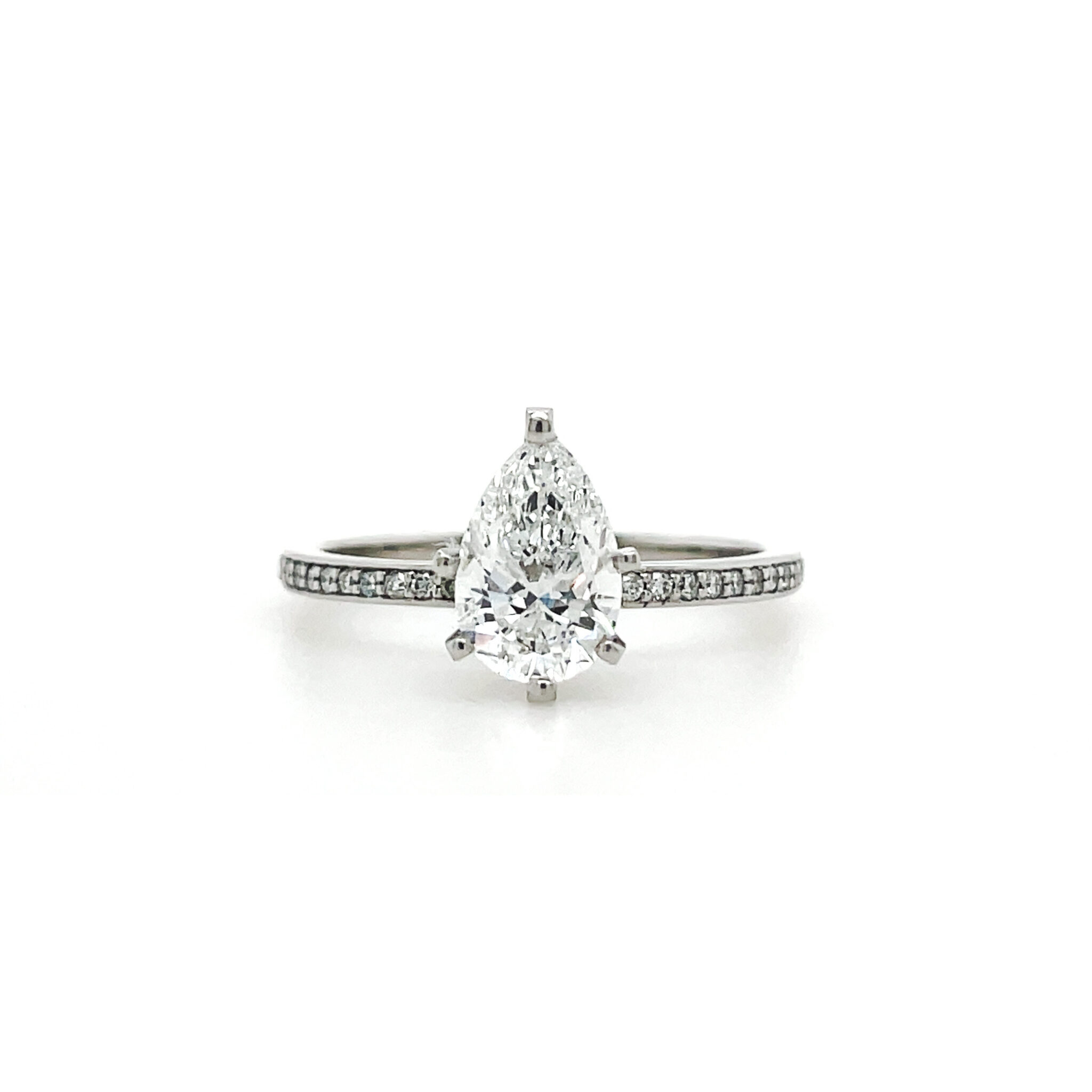 Pear Diamond Engagement Ring with Contour Bands | blingadvisor.com
