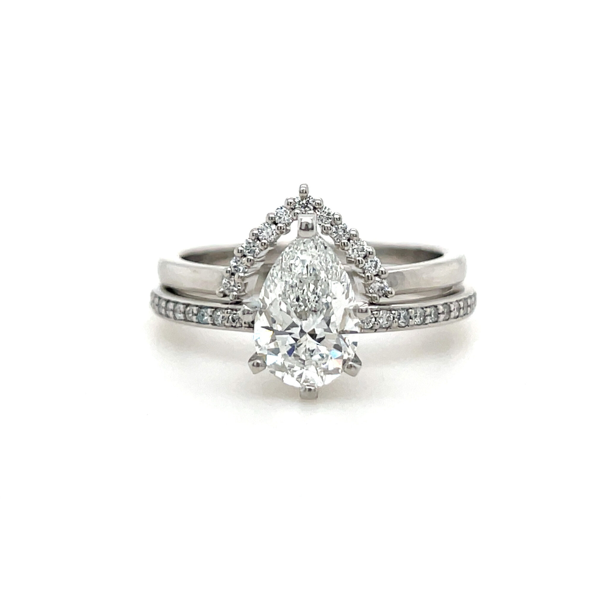 Pear Diamond Engagement Ring with Contour Bands | blingadvisor.com